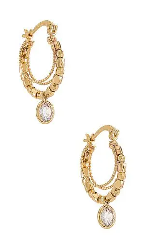 Ettika Embellished Hoop Earrings - Gold