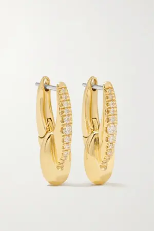 Melissa Kaye Ada 18-karat Diamond Huggie Hoop Earrings