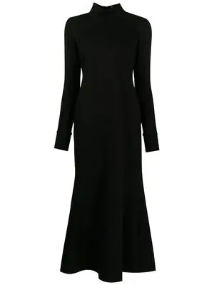 MACGRAW High-neck Flared Midi Dress