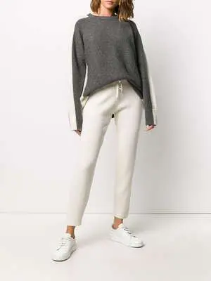 Cashmere In Love Ribbed-knit Track Pants - White