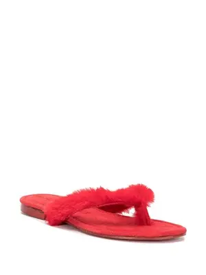 MADISON MAISON Ivanka Faux Fur Flip-flops - Red