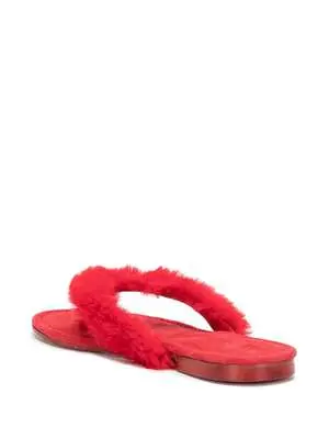 MADISON MAISON Ivanka Faux Fur Flip-flops - Red
