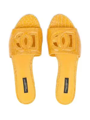 Dolce & Gabbana Dg Millennials Leather Sandals - Yellow