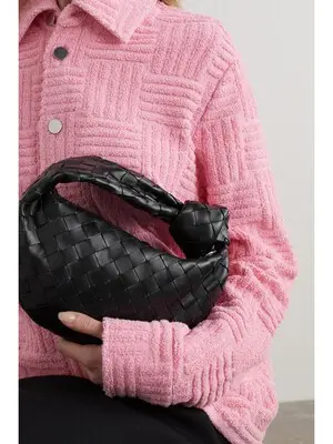 Bottega Veneta Jodie Mini Knotted Intrecciato Leather Shoulder Bag - Black