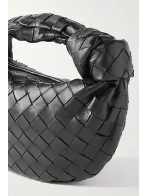Bottega Veneta Jodie Mini Knotted Intrecciato Leather Shoulder Bag - Black