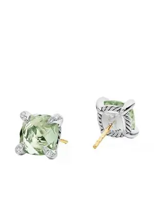 David Yurman Sterling Silver Chatelaine Stud Earrings - Green