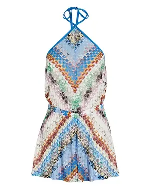 Missoni Halter Knit Chevron Romper - Multi
