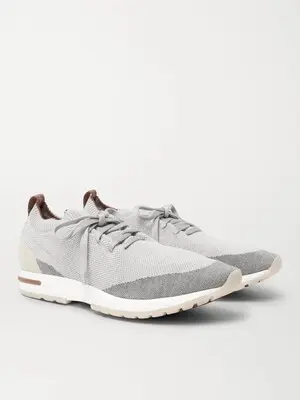 Loro Piana 360 Flexy Walk Leather-trimmed Wool Sneakers - Gray