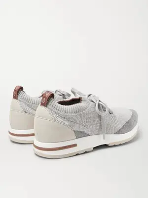 Loro Piana 360 Flexy Walk Leather-trimmed Wool Sneakers - Gray