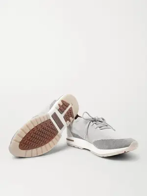 Loro Piana 360 Flexy Walk Leather-trimmed Wool Sneakers - Gray