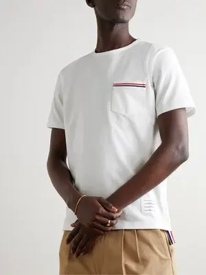 Thom Browne Slim-fit Grosgrain-trimmed Cotton-jersey T-shirt