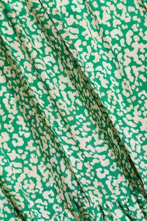 Evarae Net Sustain Lora Ruffled Printed Organic Silk Maxi Skirt