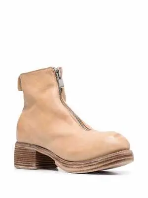 Guidi Grained Leather Round-toe Boots - Neutrals