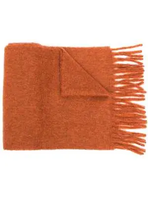 Marni Logo-patch Fringed Scarf - Orange