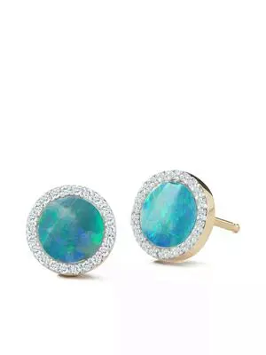Mateo 14k Yellow Diamond And Opal Stud Earrings - Gold