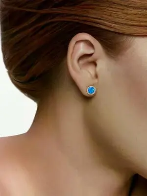 Mateo 14k Yellow Diamond And Opal Stud Earrings - Gold