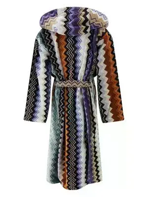 Missoni Giacomo Belted Hooded Bathrobe - Blue