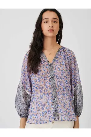 Maje Floral Cotton Voile Blouse