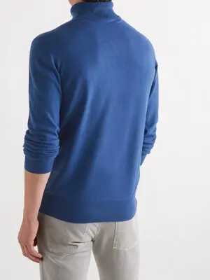 Loro Piana Dolcevita Slim-fit Baby Cashmere Rollneck Sweater - Blue
