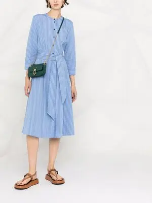 Tommy Hilfiger Striped Collarless Shirt Dress In Blue - 12% Off |  Editorialist