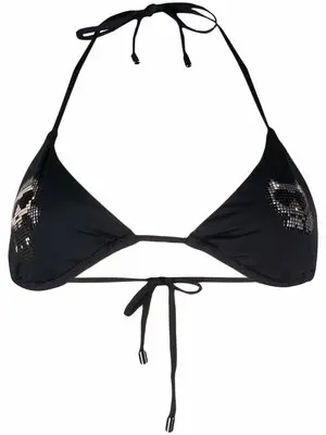Karl Lagerfeld Ikonik Rhinestone-embellished Bikini Top - Black