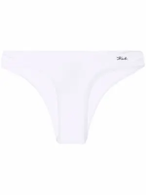 Karl Lagerfeld Logo-lettering Bikini Bottom - White