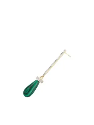 Mateo 14kt Yellow Diamond Malachite Drop Bar Earrings