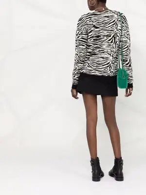 Saint Laurent Zebra-pattern Ripped Jumper