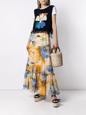 TWINSET Tiered Floral Maxi Skirt