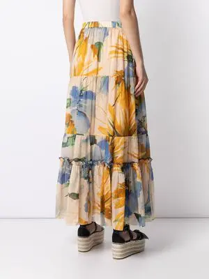 TWINSET Tiered Floral Maxi Skirt