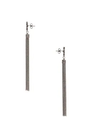 Saint Laurent Loulou Chain Earrings - Argent Oxyde