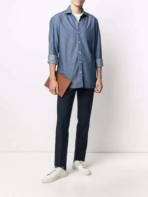Incotex Tailored Cotton Trousers - Blue