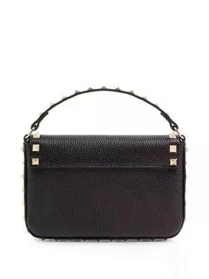 Valentino Garavani Rockstud Grainy Calfskin Pouch With Platinum-finish Studs - Black