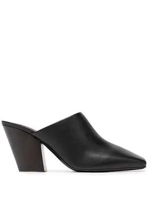 Shanghai Tang Square-toe High Block Heel Mules