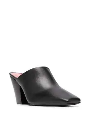 Shanghai Tang Square-toe High Block Heel Mules