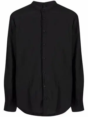 POÈME BOHÉMIEN Collarless Cotton Shirt - Black