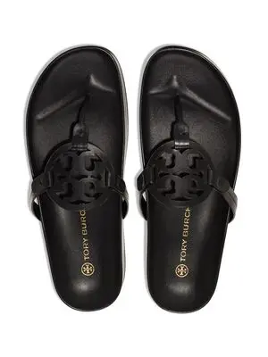 Tory Burch Miller Monogram Flat Sandals - Black