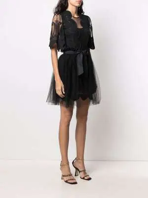 Elisabetta Franchi Lace-panelled Tulle Mini Dress