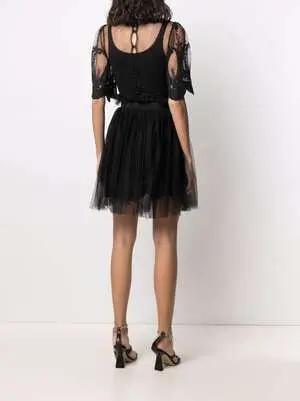 Elisabetta Franchi Lace-panelled Tulle Mini Dress
