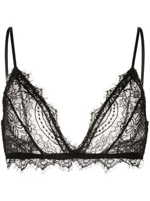 ANINE BING Sheer Lace Bra - Black