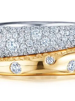 Kwiat 18kt White And Yellow Cobblestone Diamond Double Band Ring