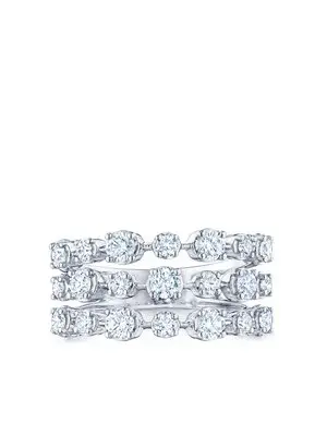Kwiat 18kt White Gold Diamond Starry Night Three Row Ring - Silver