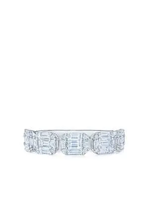 Kwiat 18kt White Gold Diamond Sunburst Partway Band Ring - Silver