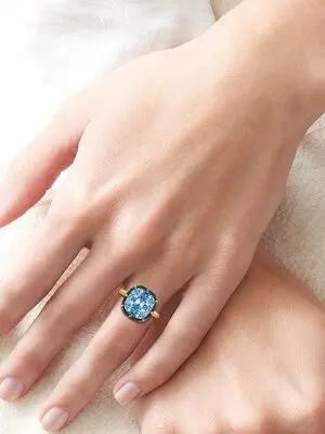 Fred Leighton 18kt Yellow And Silver Blue Topaz Ring