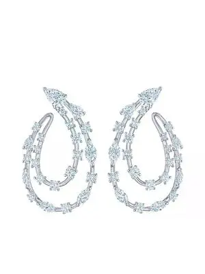 Kwiat 18kt White Gold Diamond Starry Night Hoop Earrings - Silver