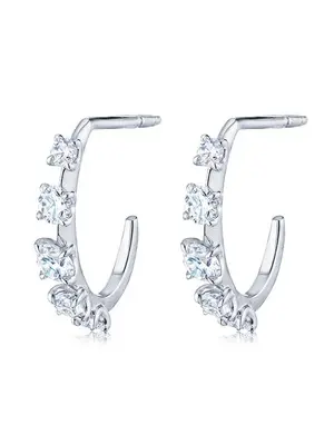 Kwiat 18kt White Gold Diamond Hoop Earrings - Silver