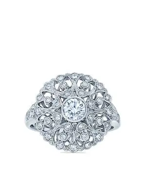 Kwiat 18kt White Gold Diamond Splendor Filigree Bombe Ring - Silver