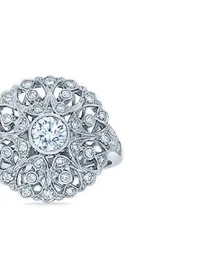 Kwiat 18kt White Gold Diamond Splendor Filigree Bombe Ring