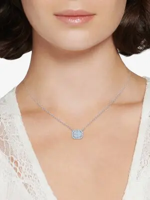 Kwiat 18kt White Gold Emerald Cut Diamond Sunburst Pendant - Silver