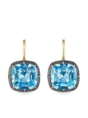 FRED LEIGHTON FRED LEIGHTON 18kt Gold Cushion Topaz Collet Drop Earrings